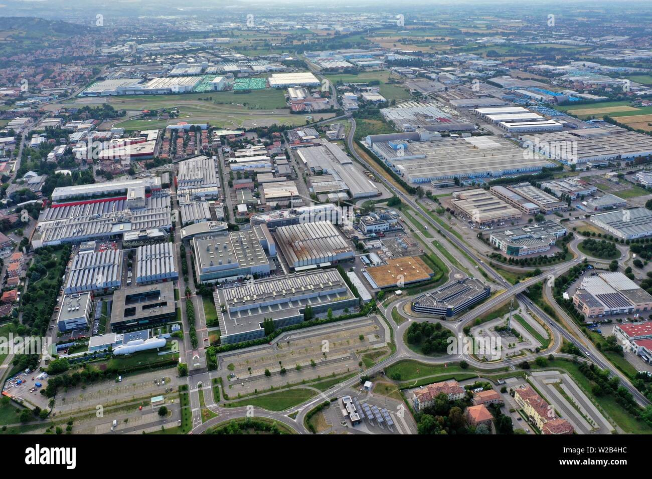 Maranello, Modena, Italy - Aerial view of Ferrari car factory complex ...