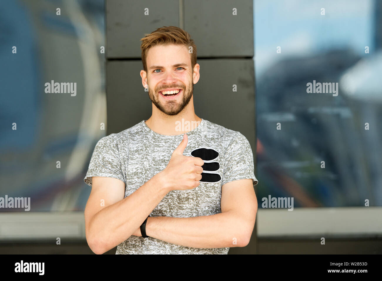 I like it. Happy man gesturing like in casual style. Handsome man ...
