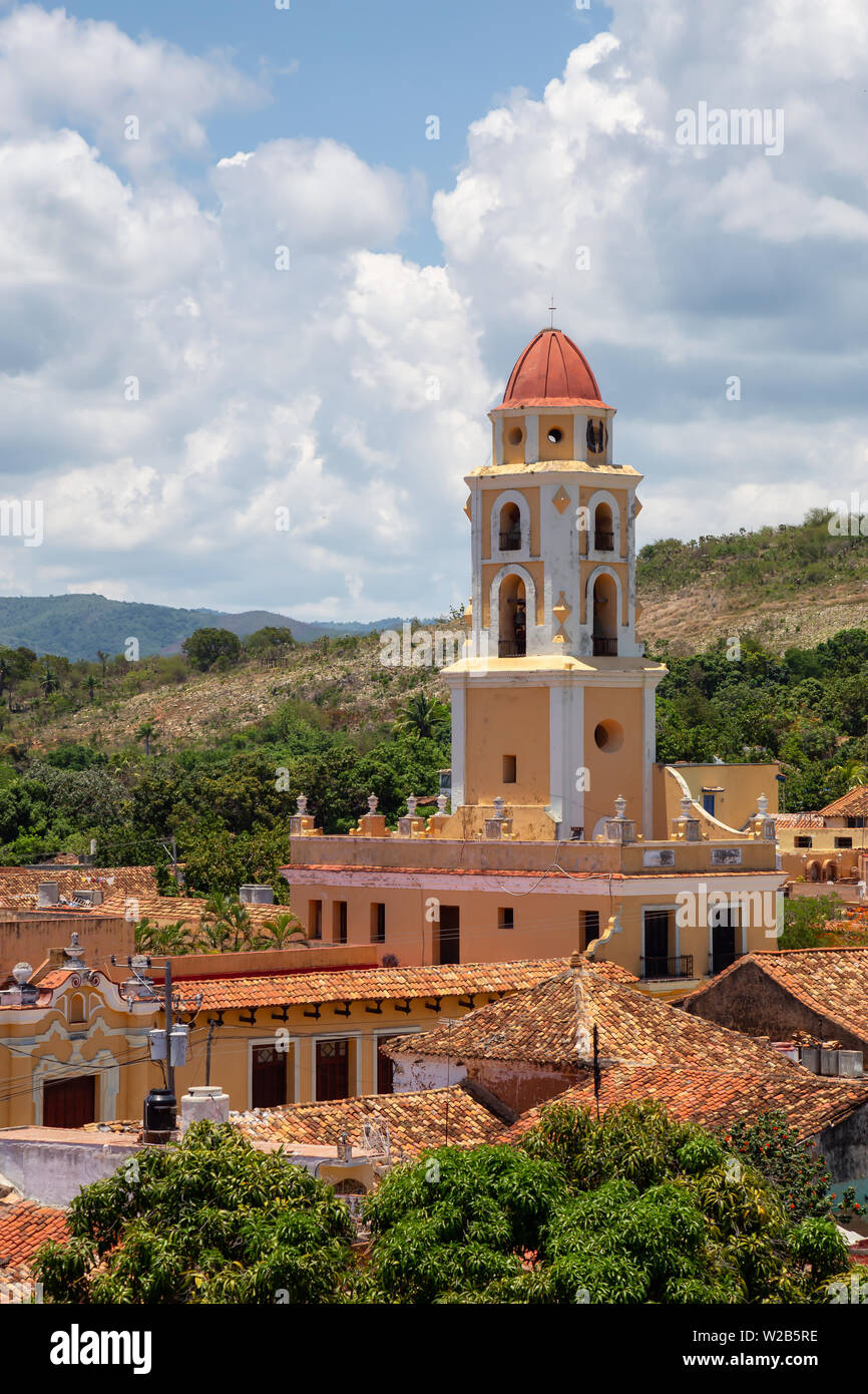 Aerial view of a small touristic Cuban Town during a sunny and cloudy ...