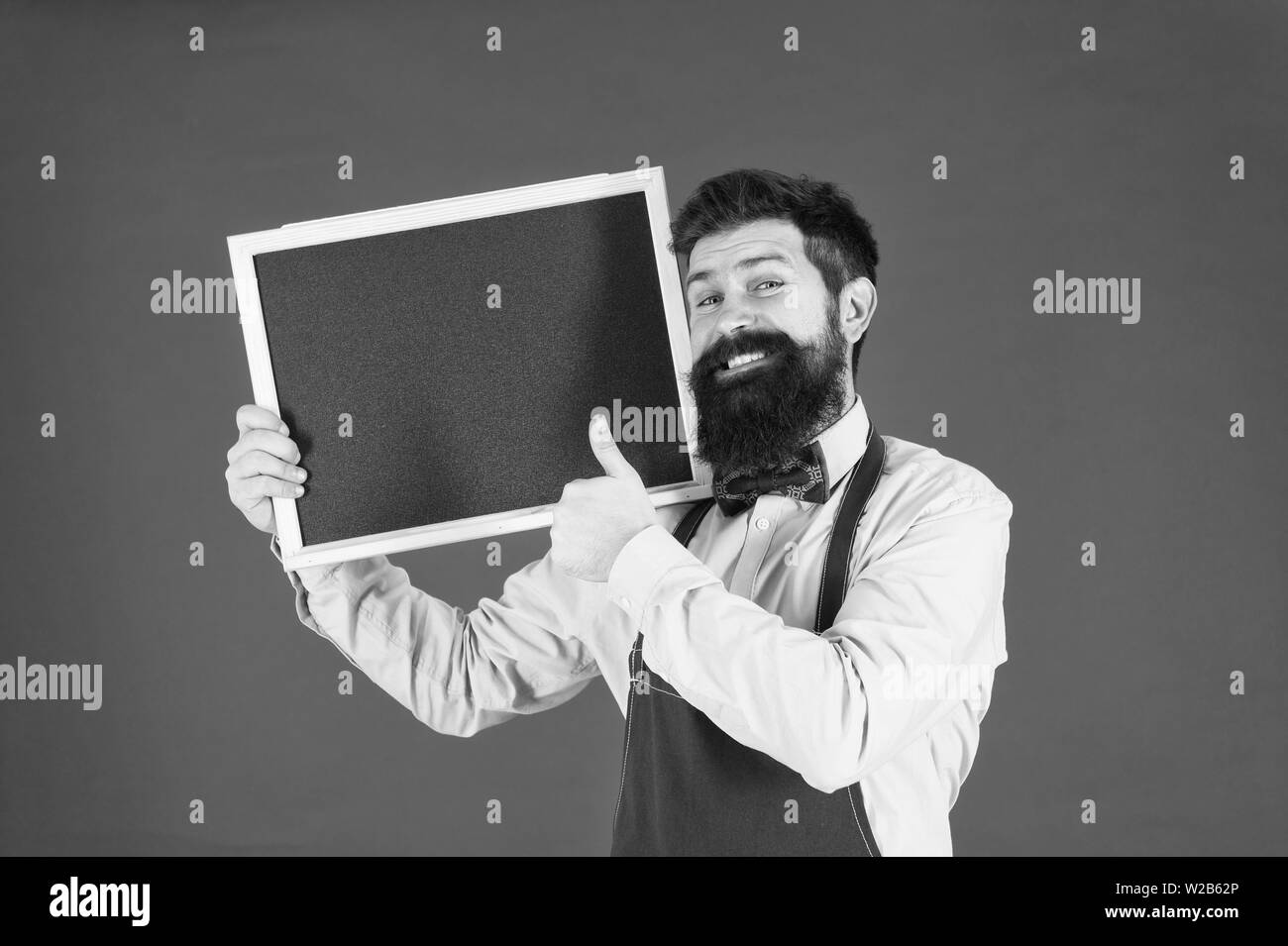 Restaurant menu happy bearded Black and White Stock Photos & Images - Alamy