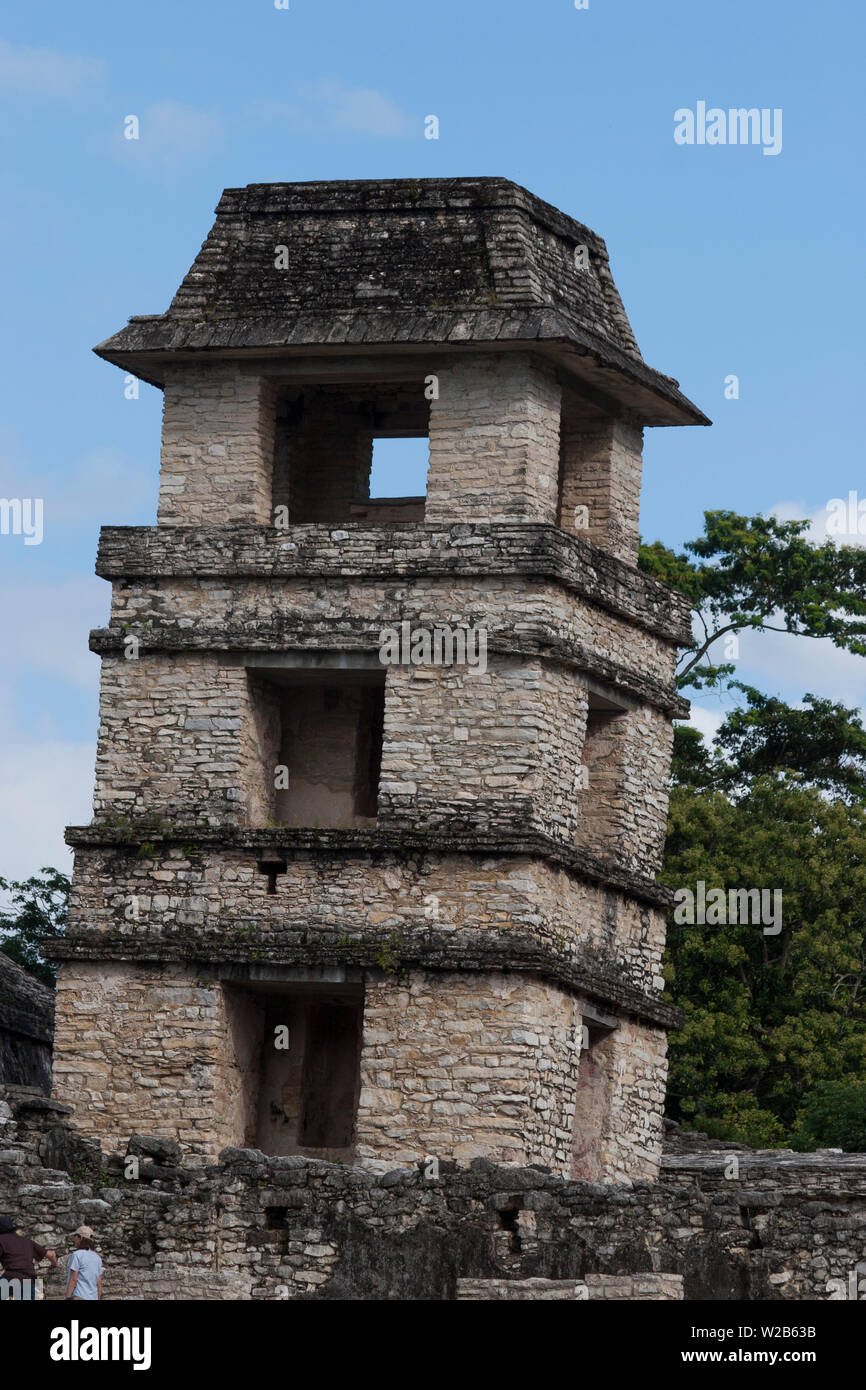 The Palace of Palenque and the observatory tower.Palenque,Chiapas ...