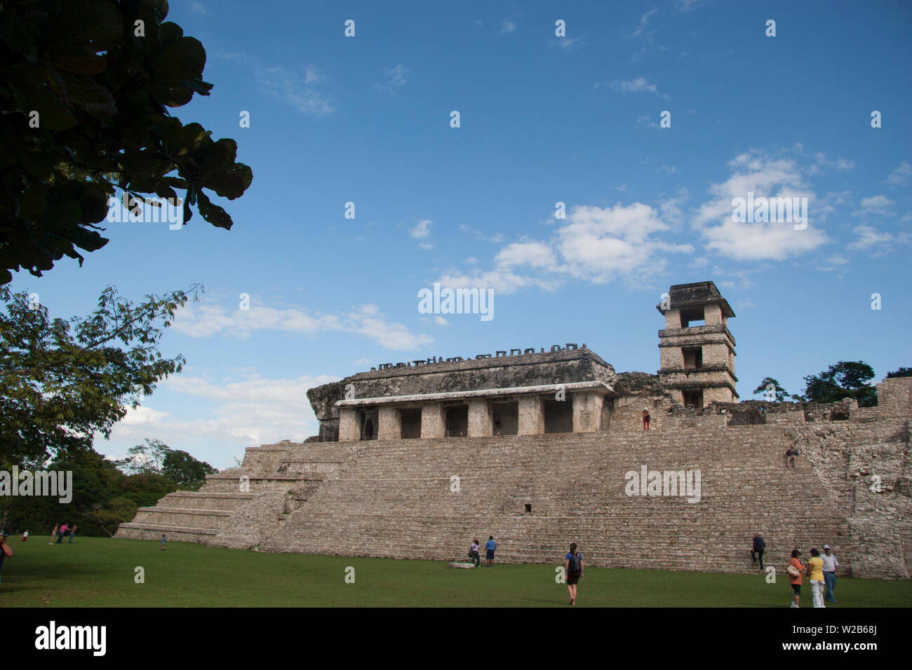 The Palace of Palenque and the observatory tower.Palenque,Chiapas ...