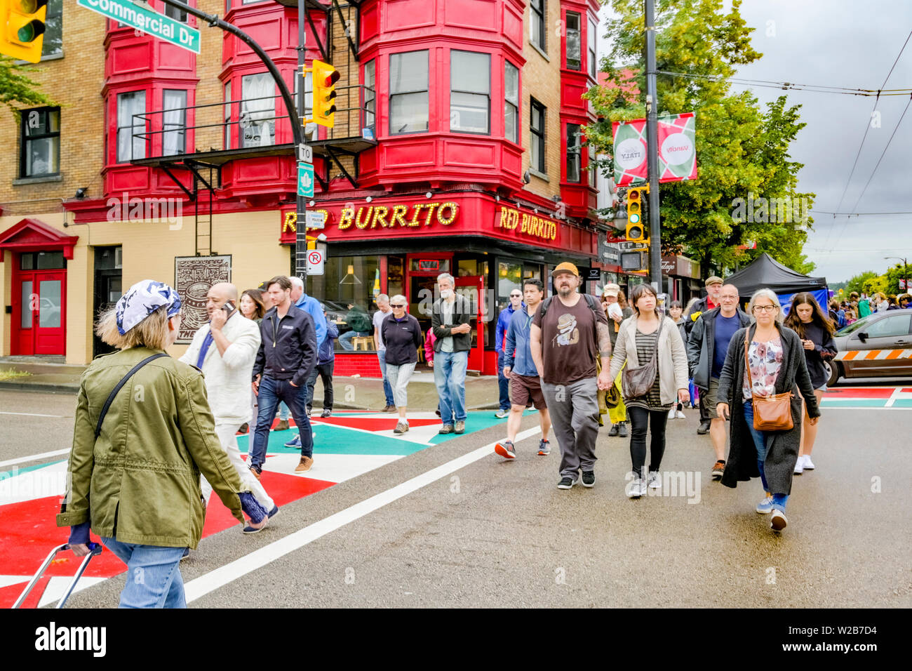 Italian colours intersection crossing, Commercial Drive, Vancouver ...