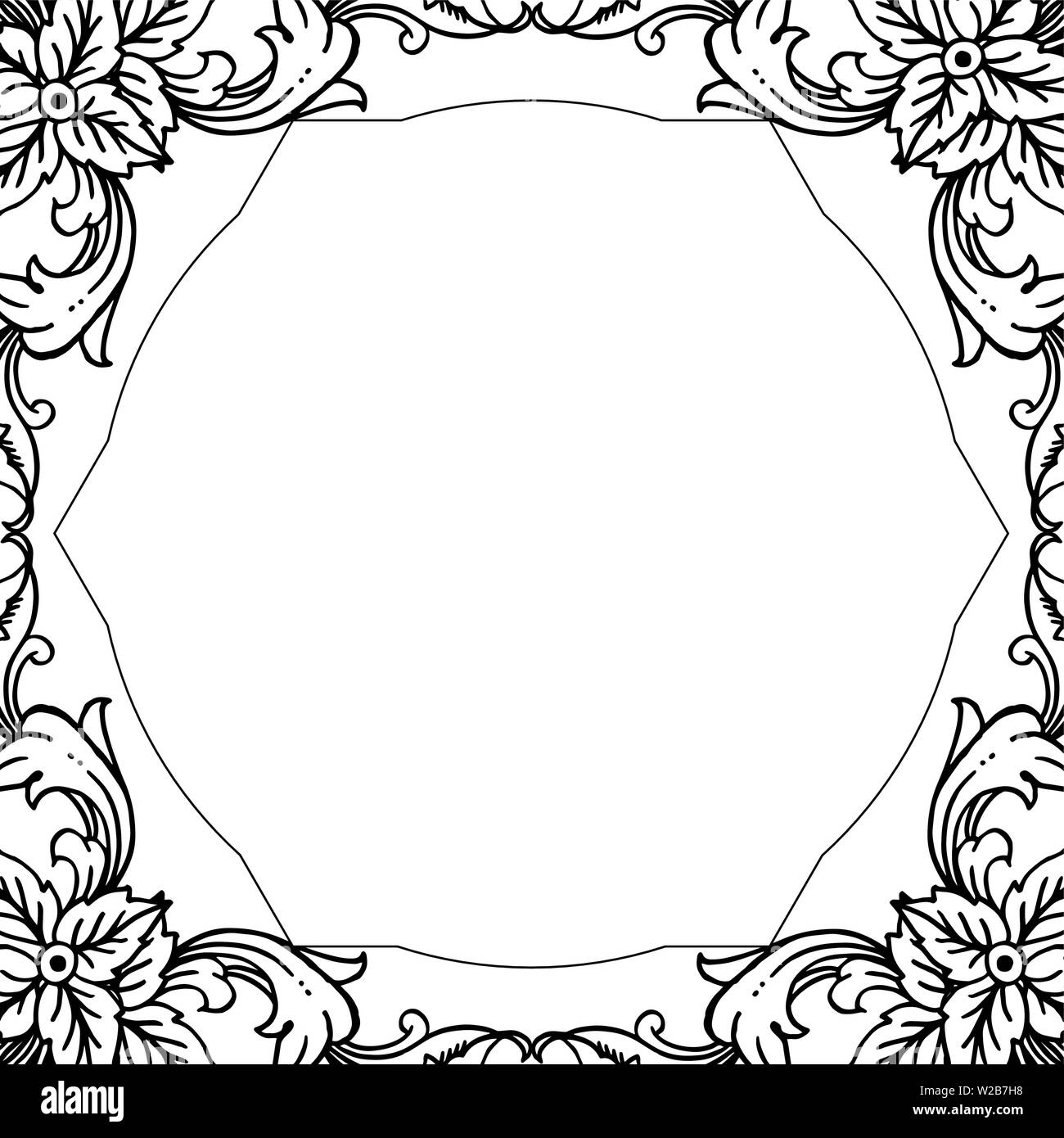 Vector illustration template for various texture floral frame hand ...