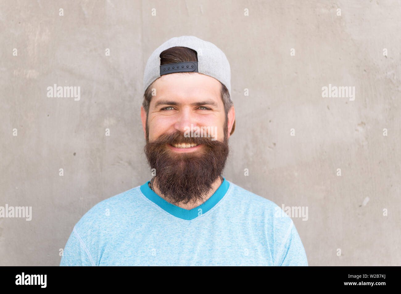 Beard divides the boys from the men. Happy caucasian guy wearing beard ...