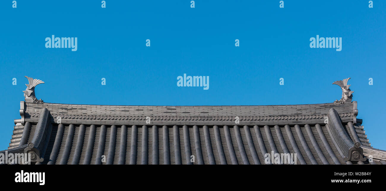 Traditional roof of ancient japanese building with blue sky Stock Photo ...