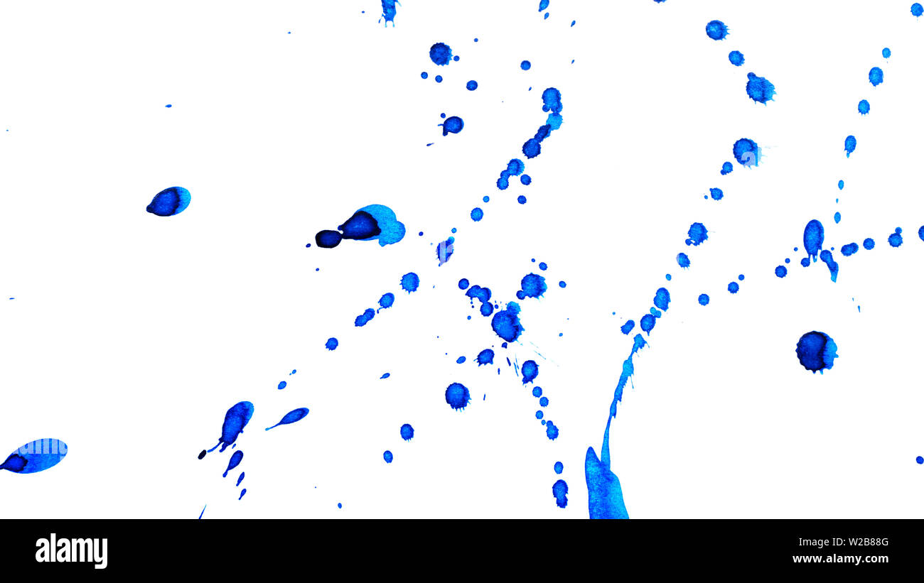 Blue ink spots. Abstract art background for design. Splashes and blots ...