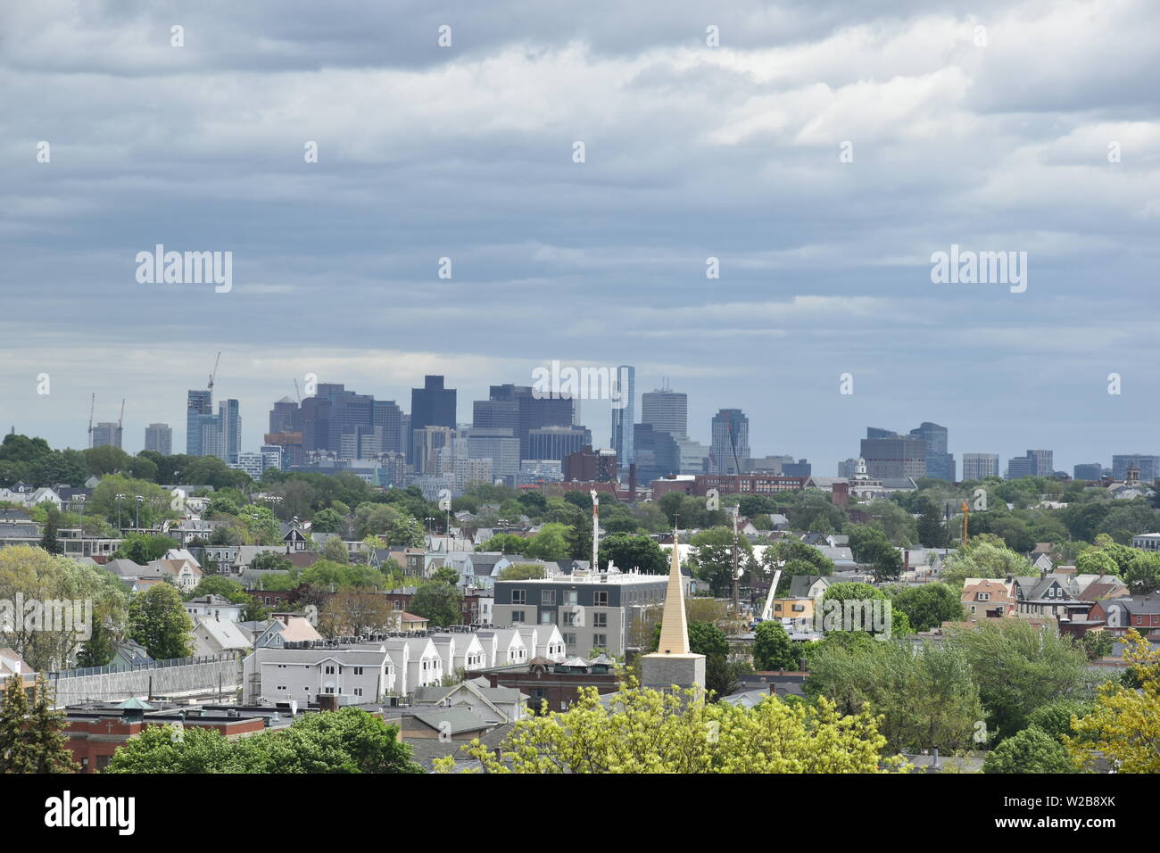 The Boston skyline as seen from atop of Tufts University in Medford, MA ...