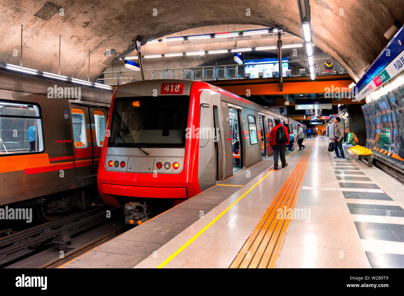 SANTIAGO, CHILE - JULY 2015: An AS02 train at Puente Alto terminal ...