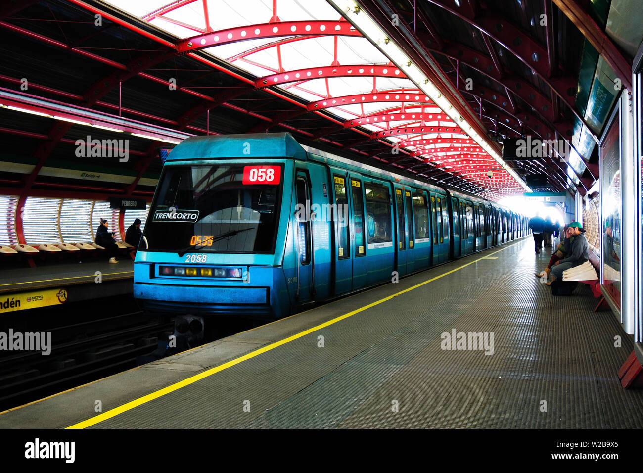 SANTIAGO, CHILE - A NS93 Santiago Metro train stopped at Pedrero ...