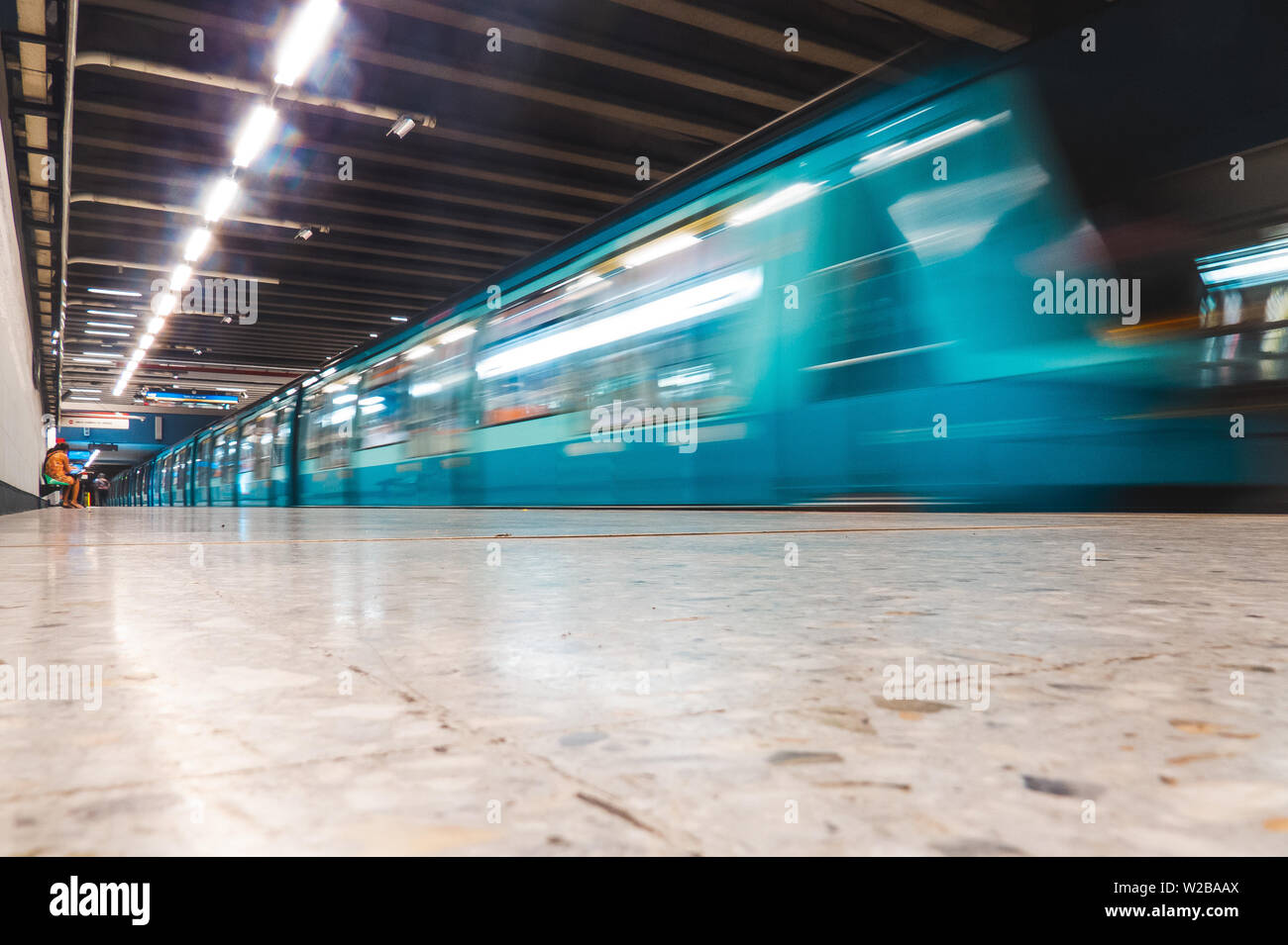SANTIAGO, CHILE - FEBRUARY 2015: A Santiago Metro NS93 train at ...