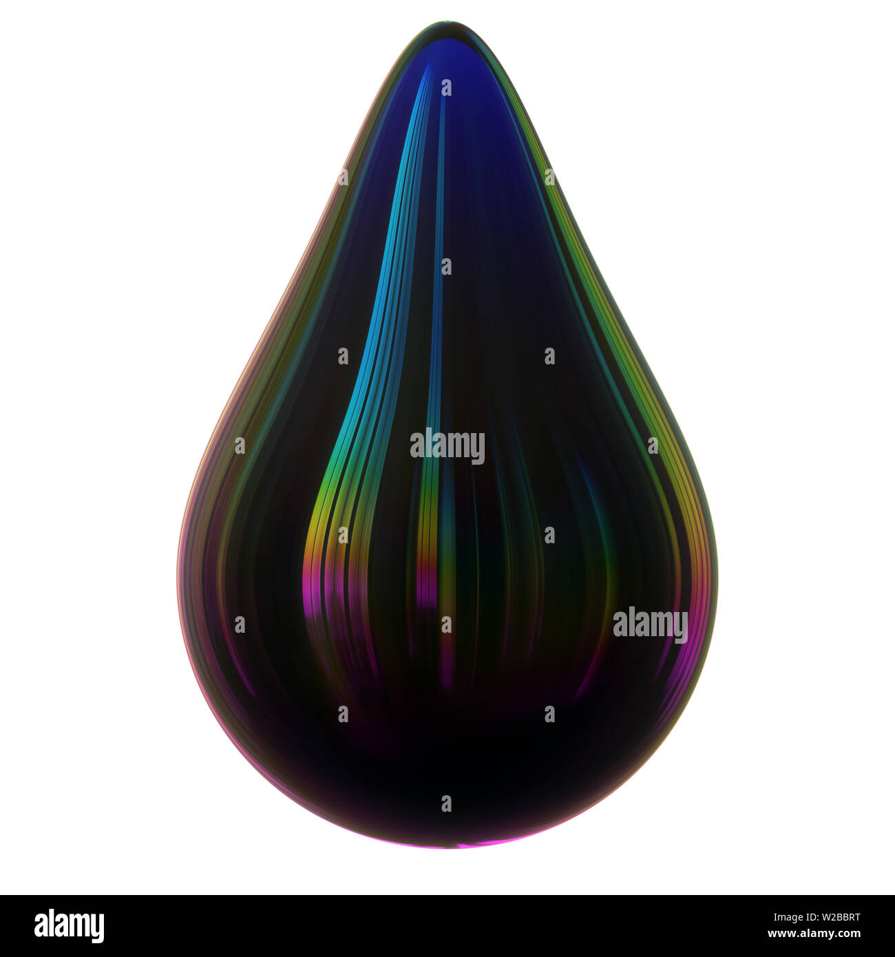 3d illustration of drop oil petrol gasoline droplet black glossy ...