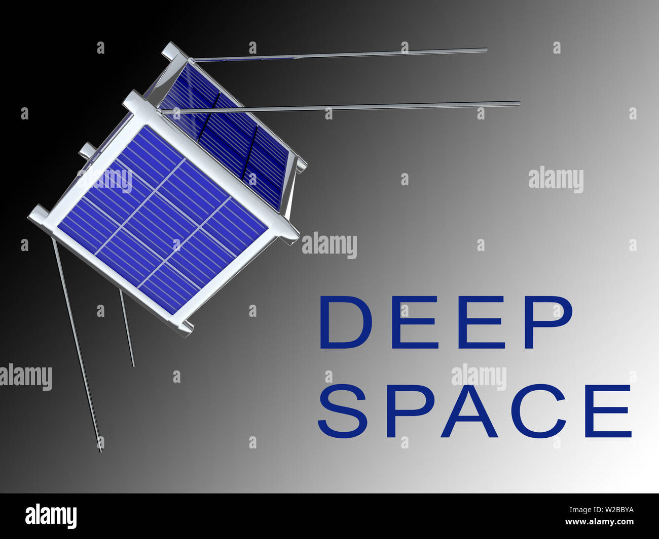 3D illustration DEEP SPACE script , under a 3D illustration of nano ...