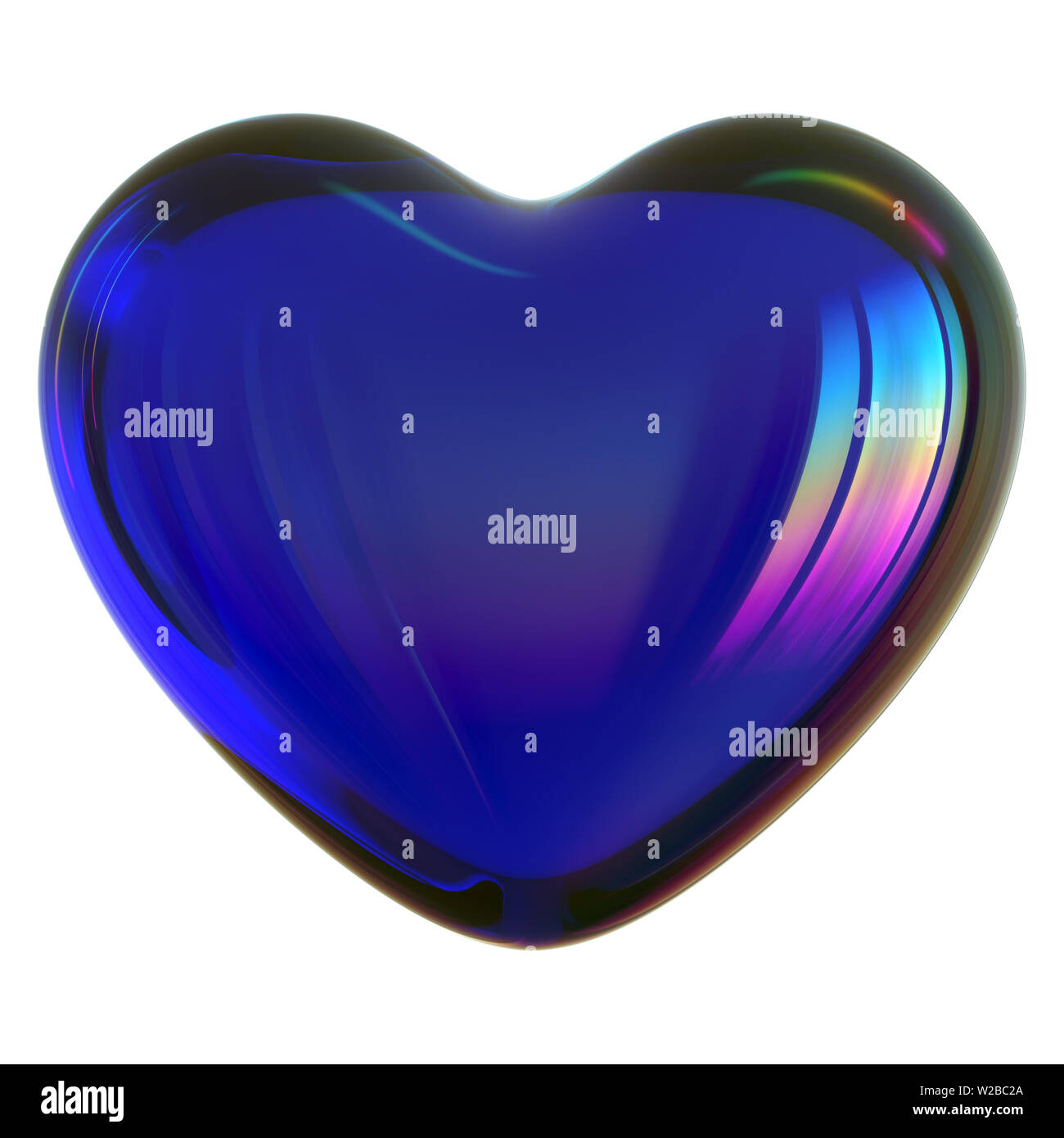 3d illustration of blue heart shape Love symbol glass translucent ...