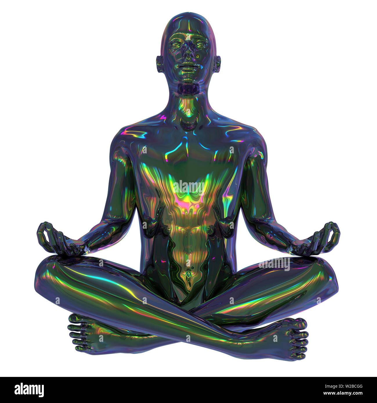 3d illustration of iron human mental guru zen character. Figure ...