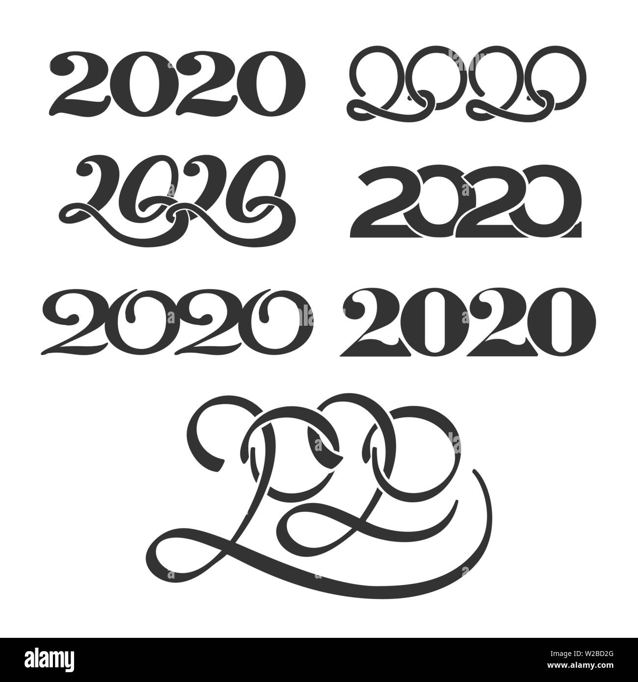 Numbers 2020. Happy new year number patters design, 2020 quarters ...