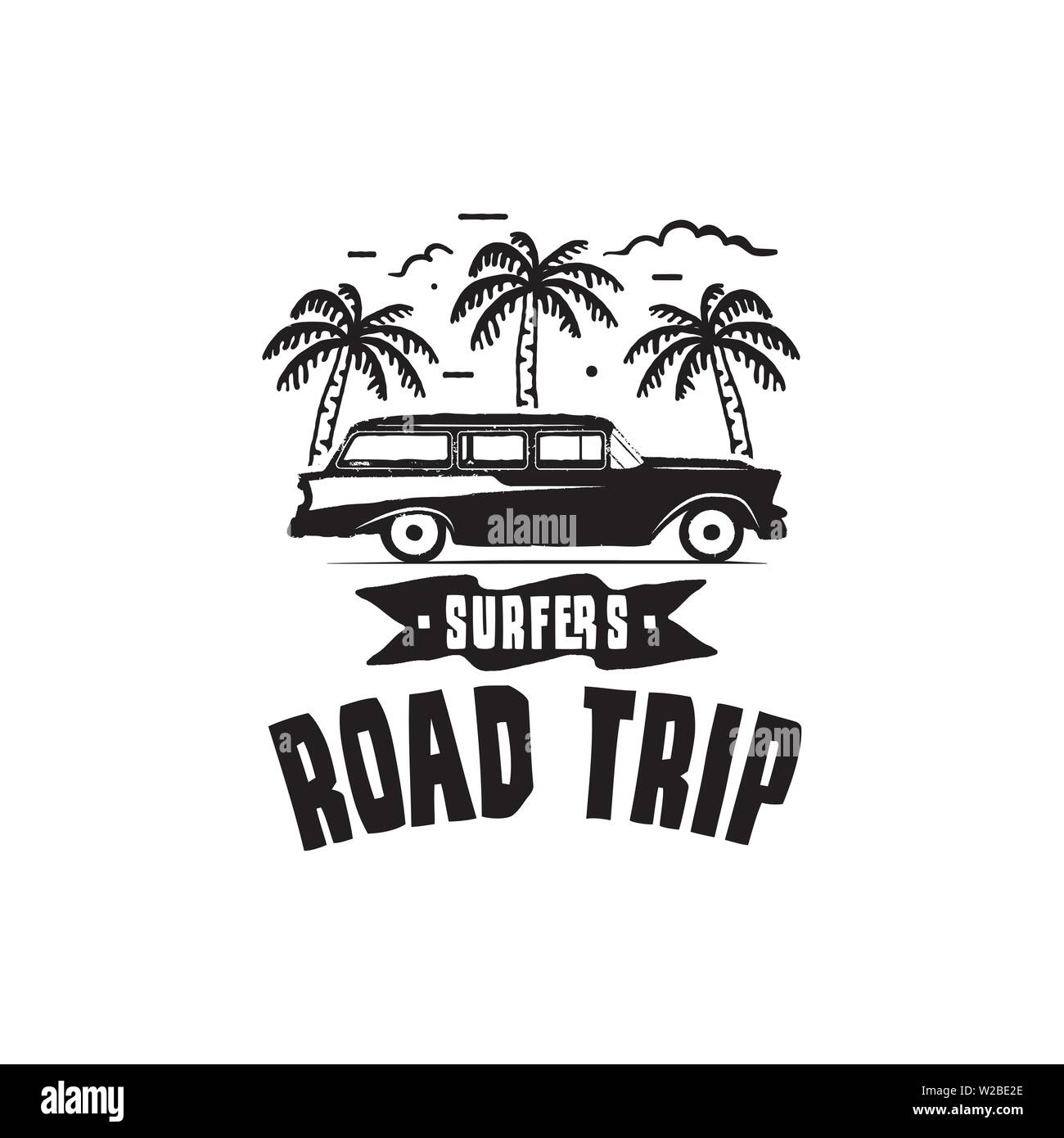 Vintage surf logo print design for t-shirt and other uses. Surfers Road ...