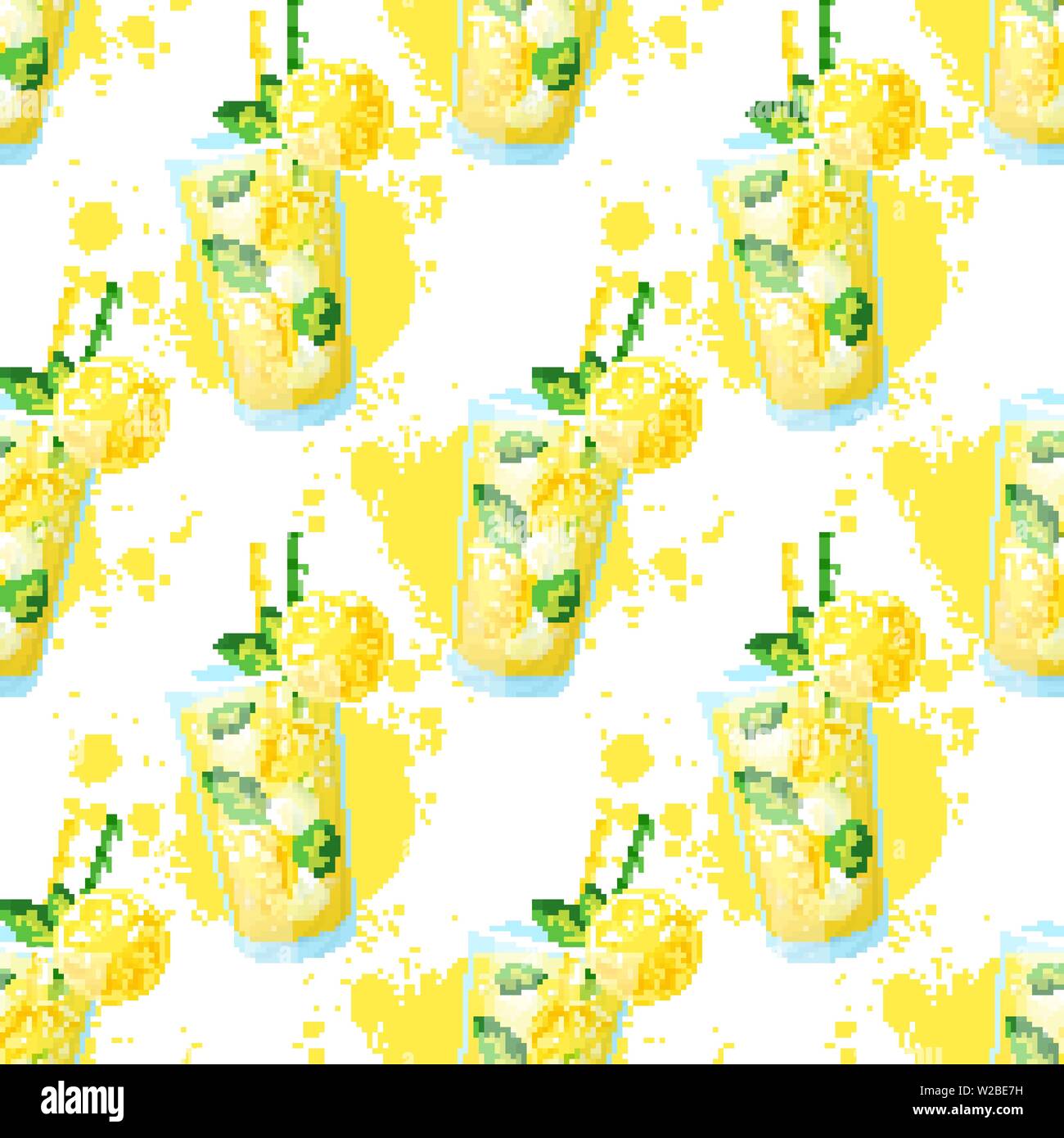 Lemonade seamless pattern. Vector background with fresh and sweet ...