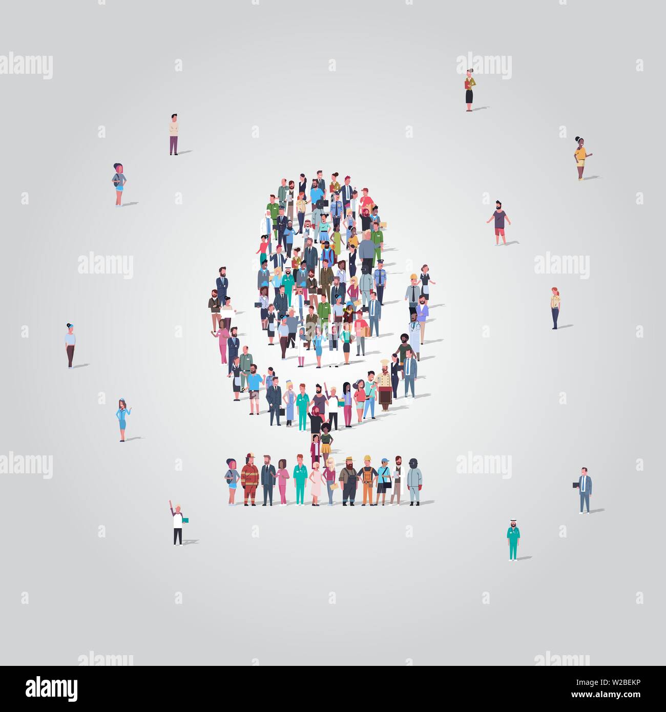 people crowd gathering in microphone shape social media community mic ...