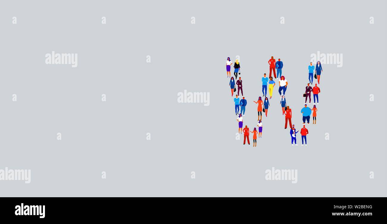 business people crowd forming shape letter W different men women ... business people crowd forming shape letter W different men women ...