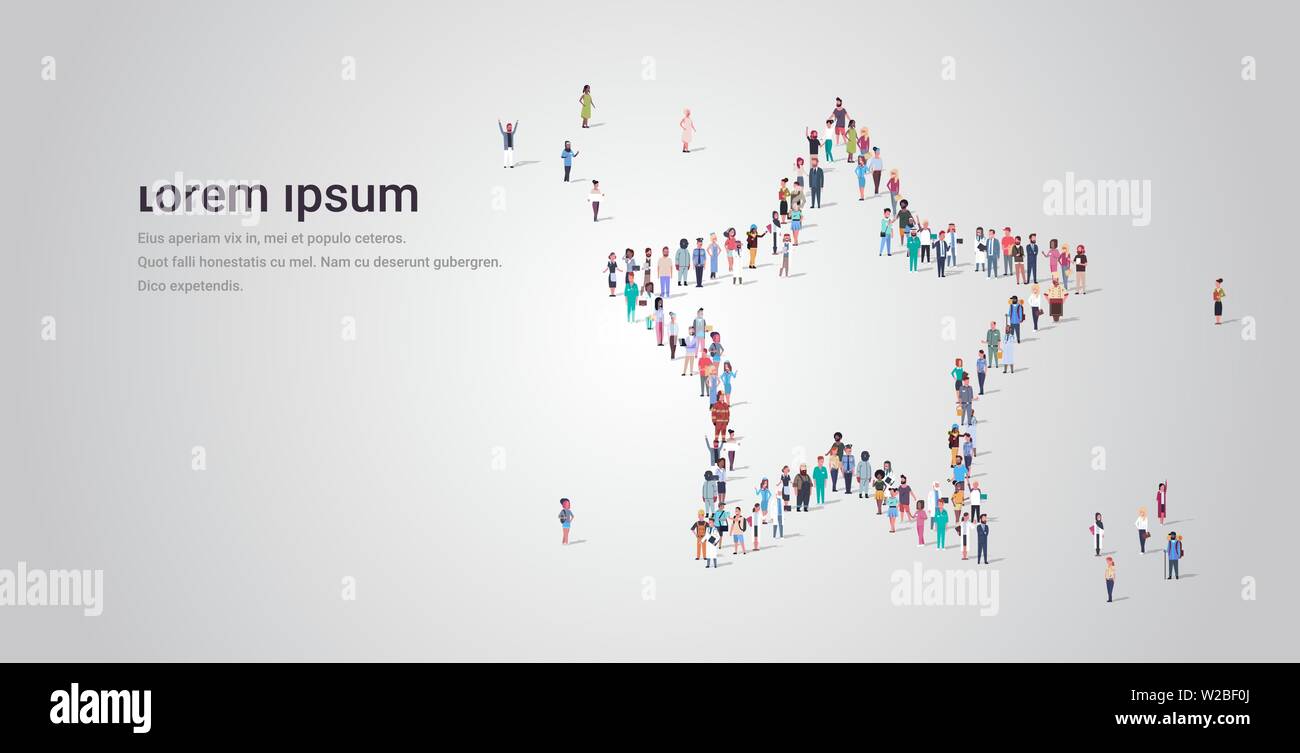people crowd gathering in star shape social media community feedback ...