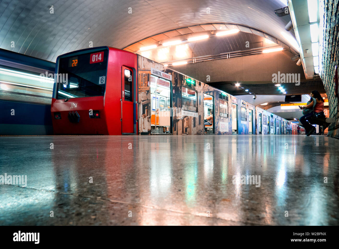 SANTIAGO, CHILE - JANUARY 2015: An old Metro de Santiago NS74 train at ...