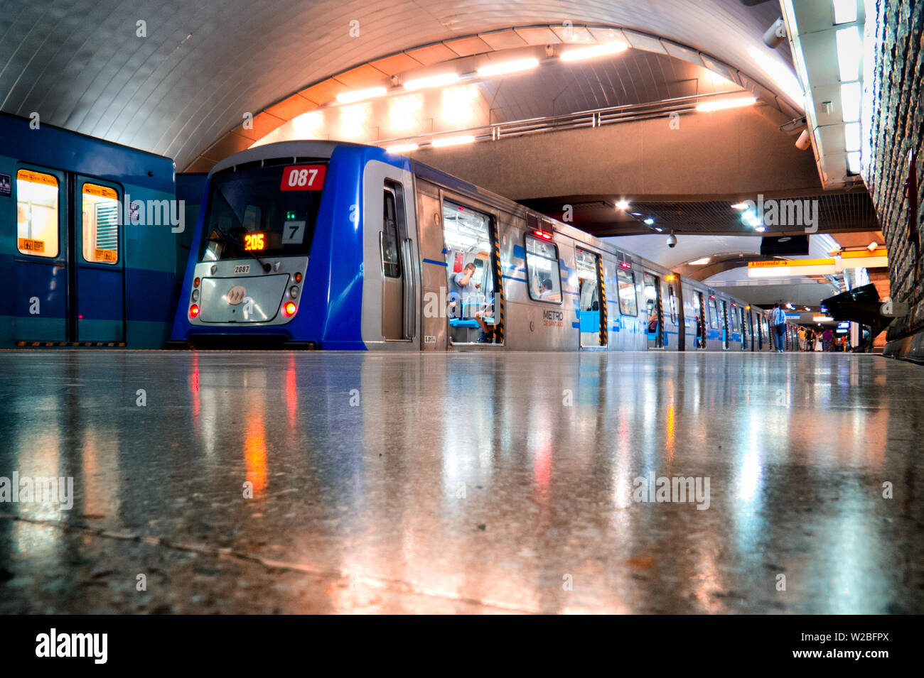 SANTIAGO, CHILE - JANUARY 2015: A Metro de Santiago NS04 train at La ...