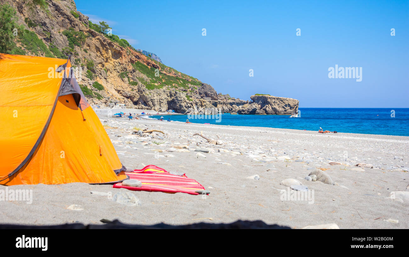Famous beach and village of Sougia in South west Crete, in the region ...