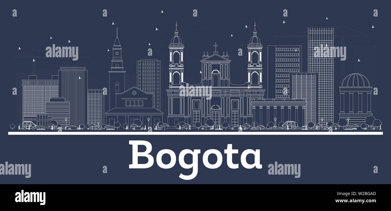 Outline Bogota Colombia City Skyline with White Buildings. Vector ...