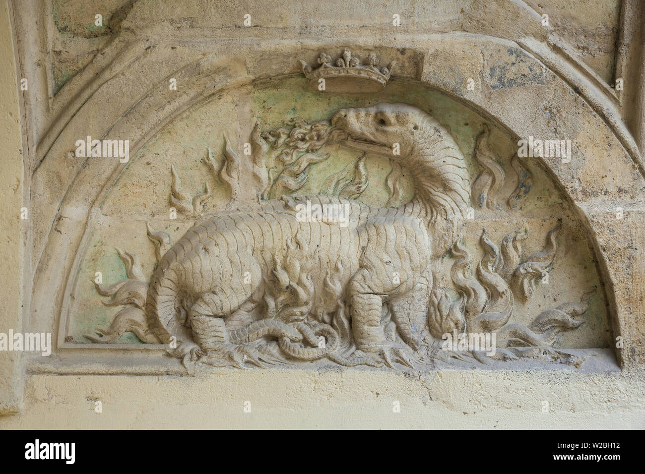 The crowned salamander of King Francis I at the Square Leopold-Achille ...