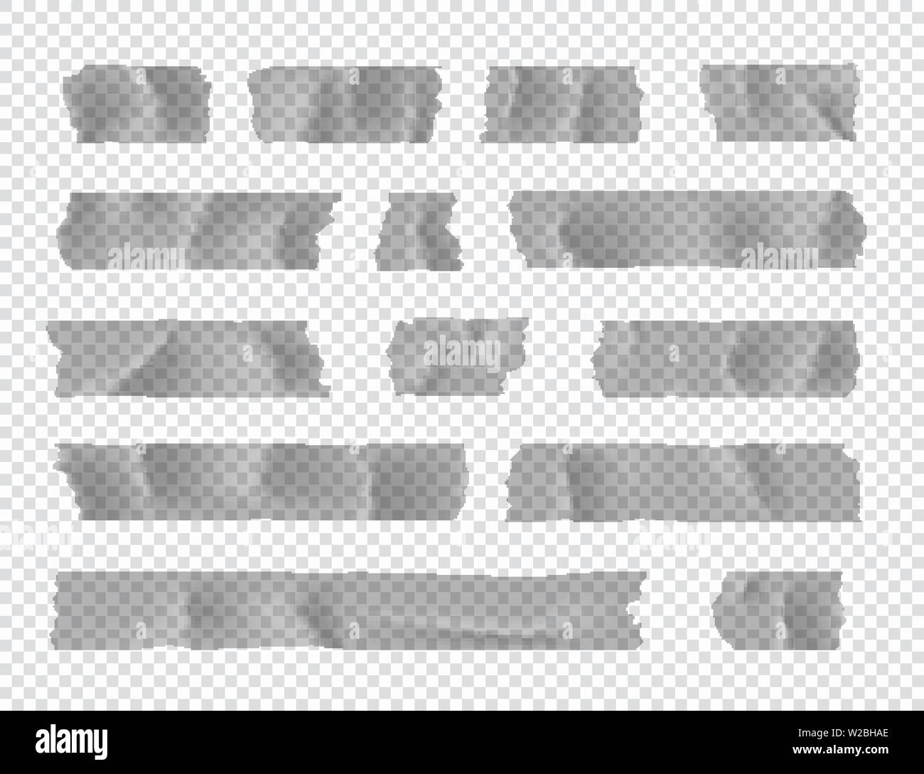 Adhesive tape set. Sticky paper strip isolated on transparent ...