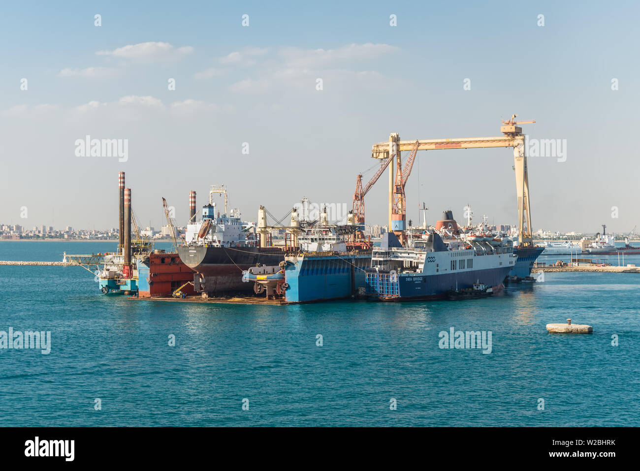 Port Tewfik, Egypt - November 5, 2017: Dry dock at the Port Tewfik in ...