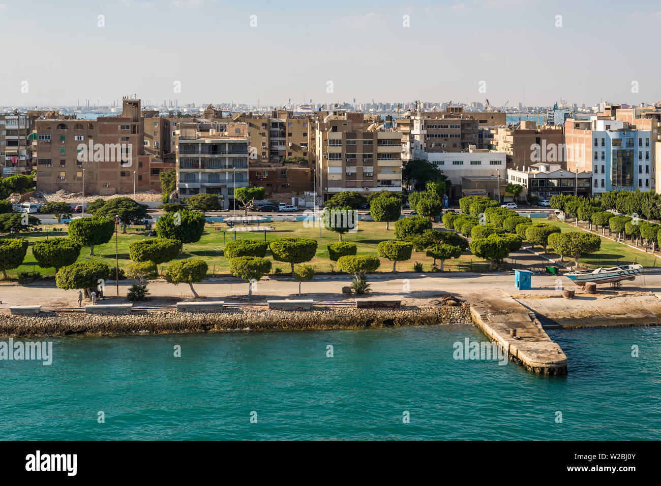 Port Tawfiq, Egypt - November 5, 2017: Buildings on the shore of the ...