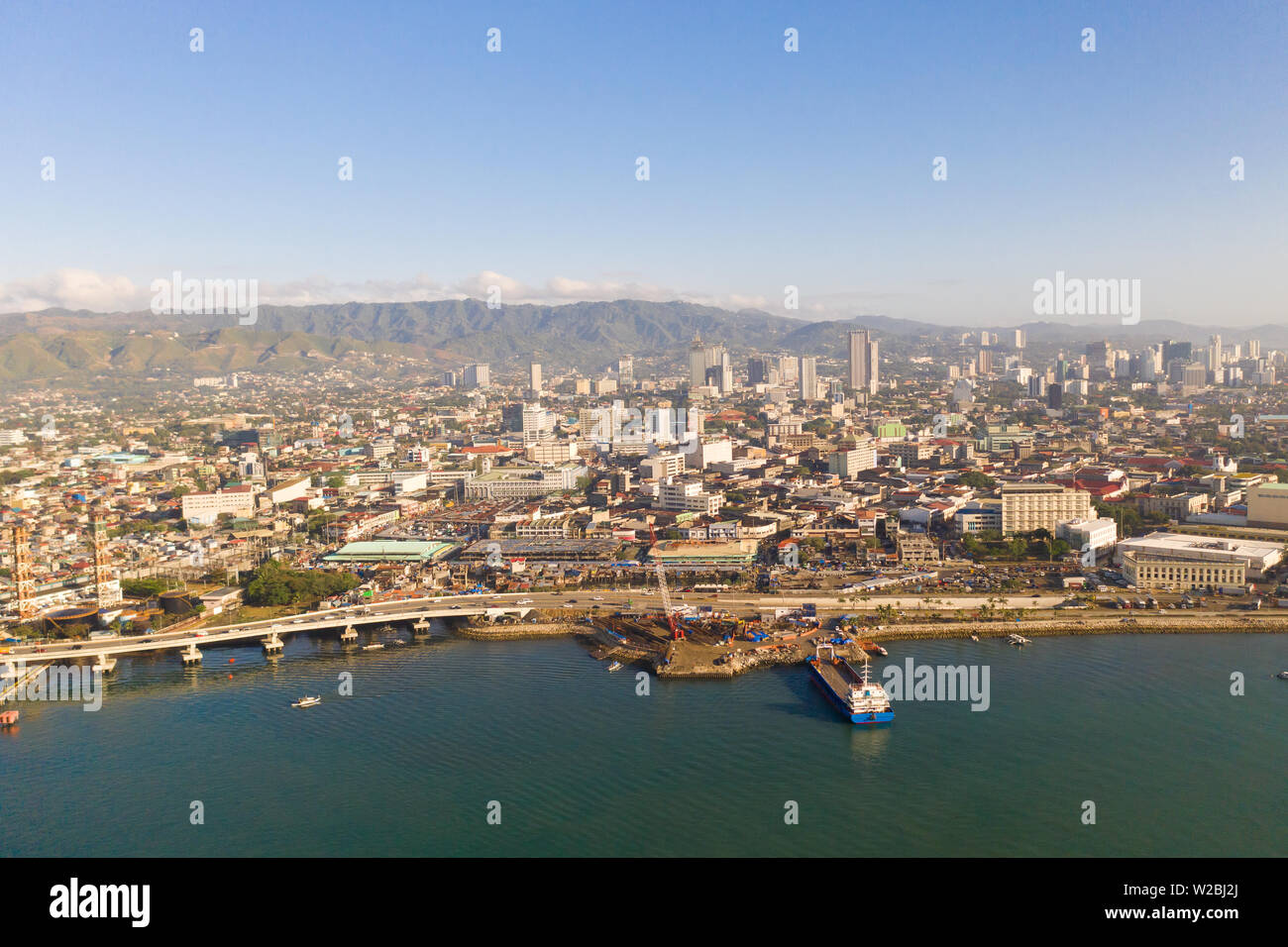 Cityscape in the morning. The streets and houses of the city of Cebu ...