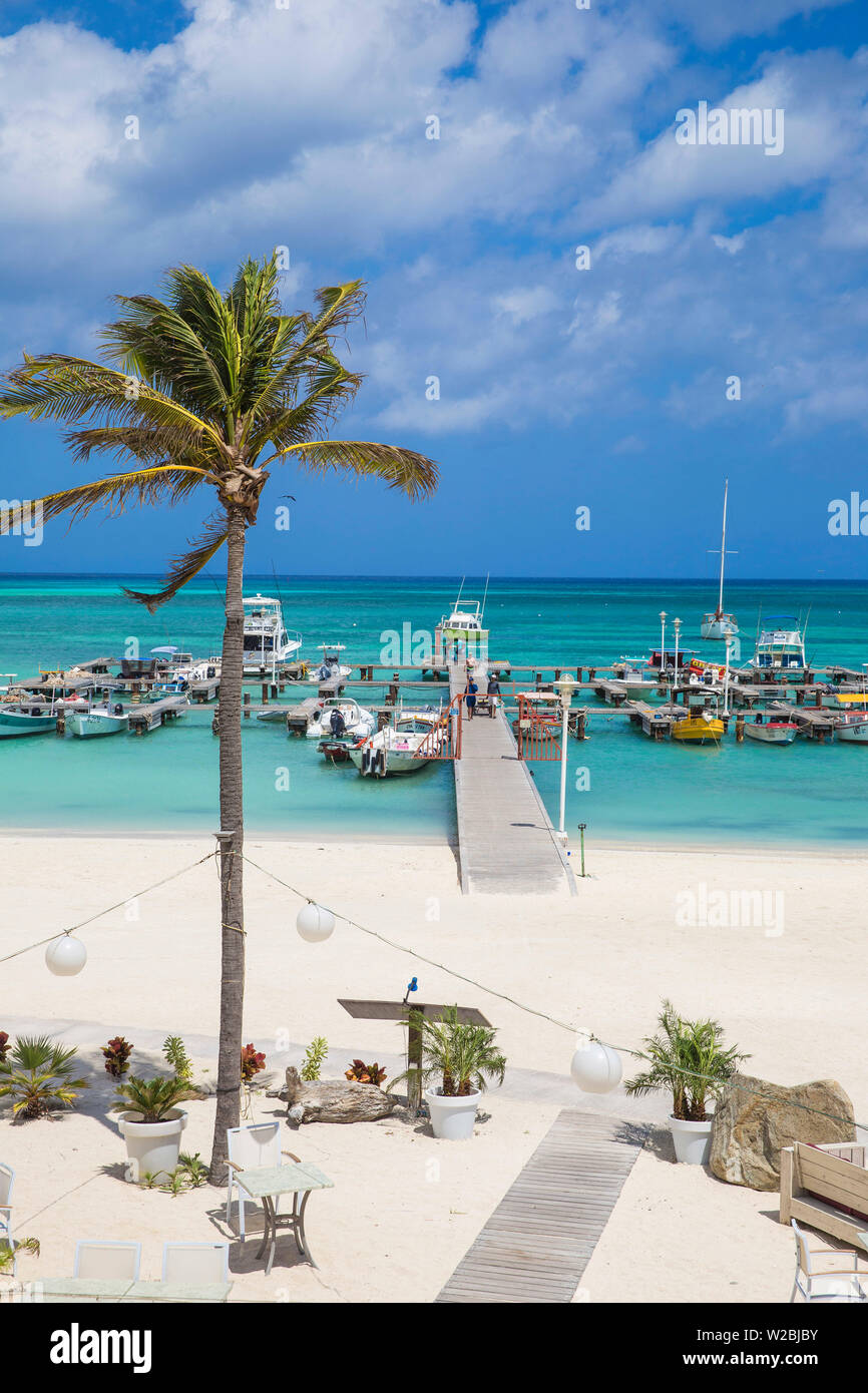 Caribbean, Netherland Antilles, Aruba, View of Palm beach and ...