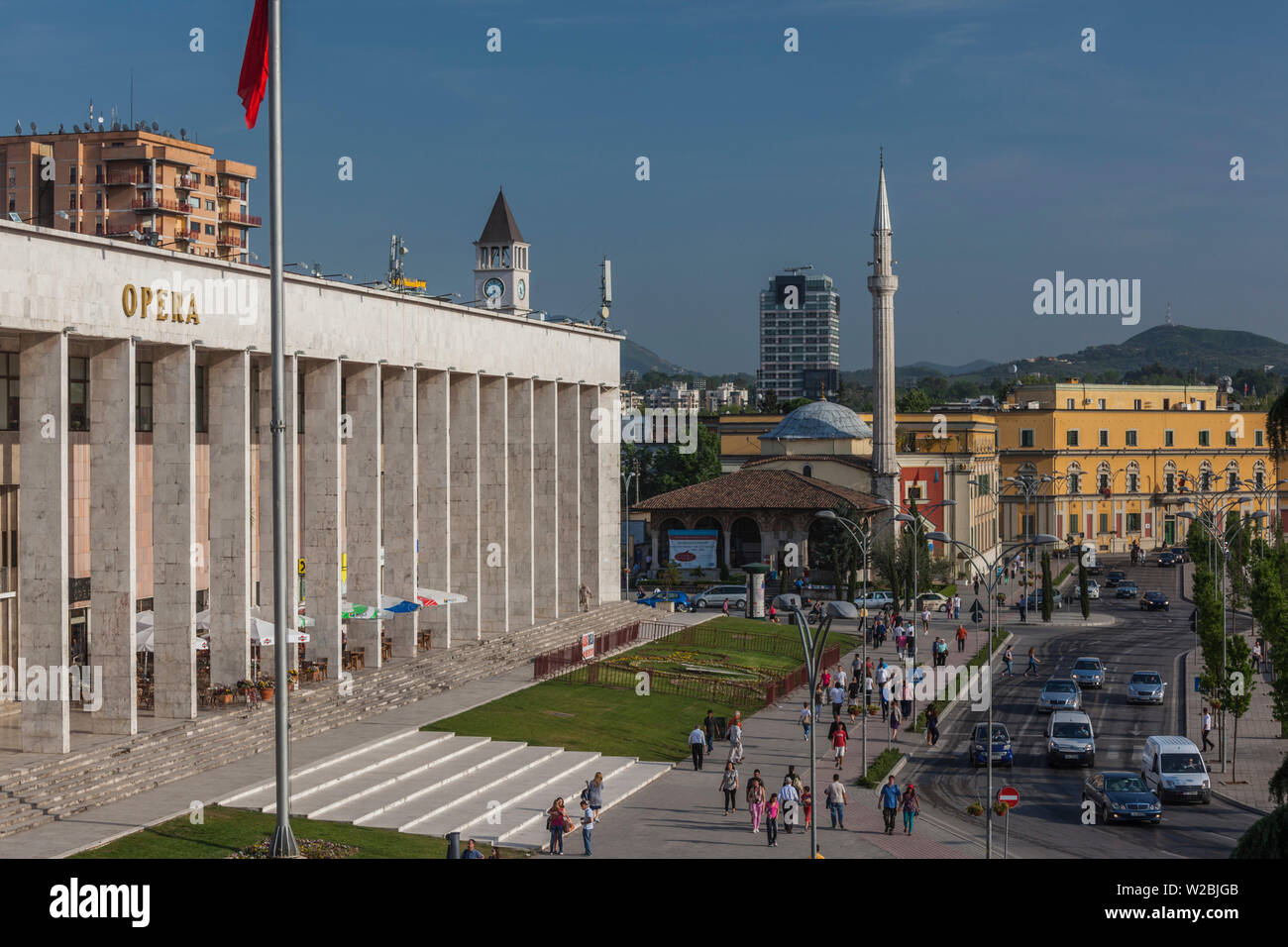 Albania, Tirana, Skanderbeg Square and Opera Building Stock Photo - Alamy