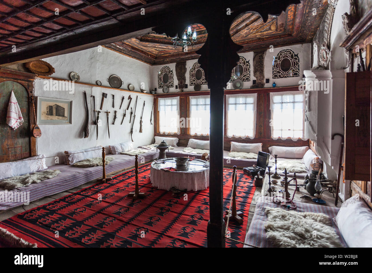 Albania, Kruja, Ethnographic Museum, interior of Ottoman-era house ...