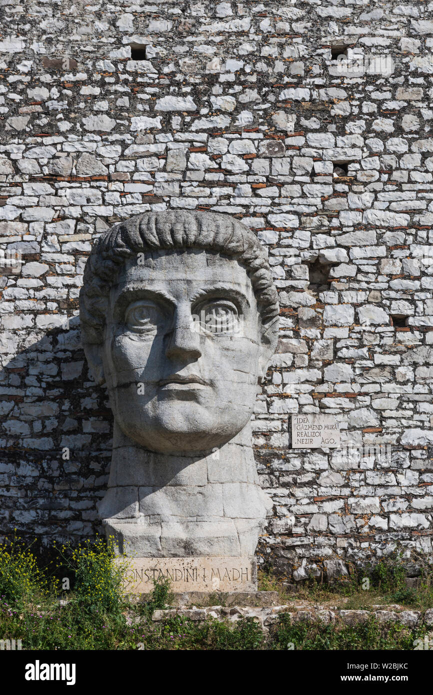 Albania, Berat, Kala Citadel, large head sculpture Stock Photo - Alamy
