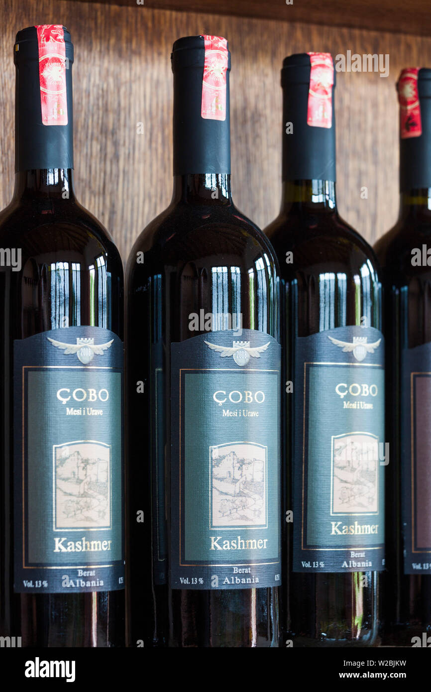 Albania, Berat-area, Vajgurore, Cobo Winery, wine bottles Stock Photo ...