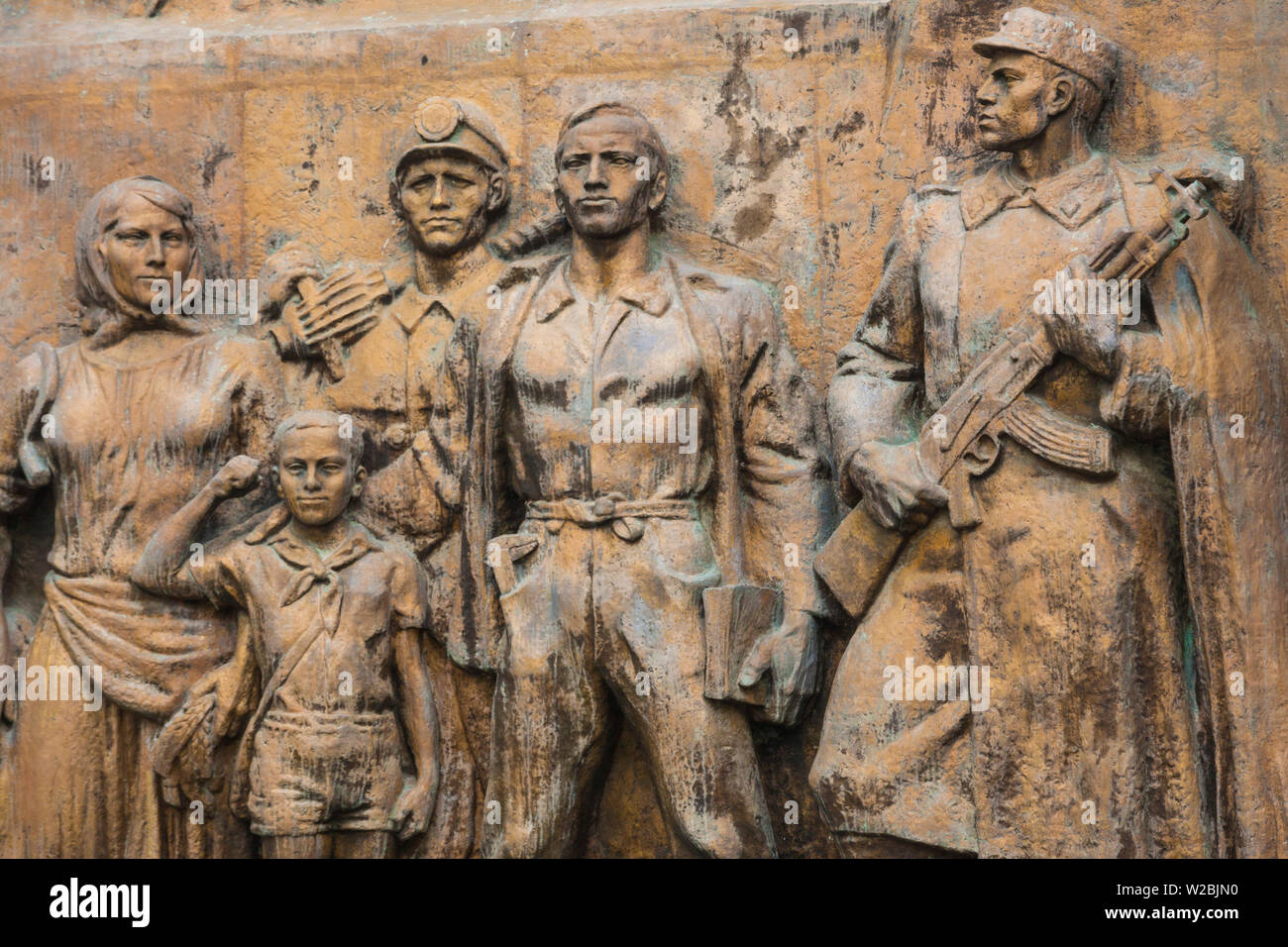 Albania, Erseke, Ethnographic Museum, Communist-era patriotic frieze ...