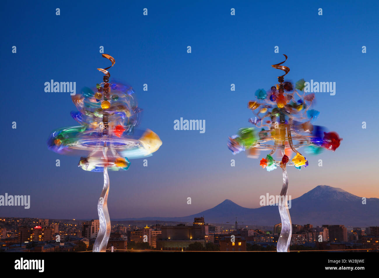 Armenia, Yerevan, View of Yerevan and Mount Ararat from Cascade Stock ...