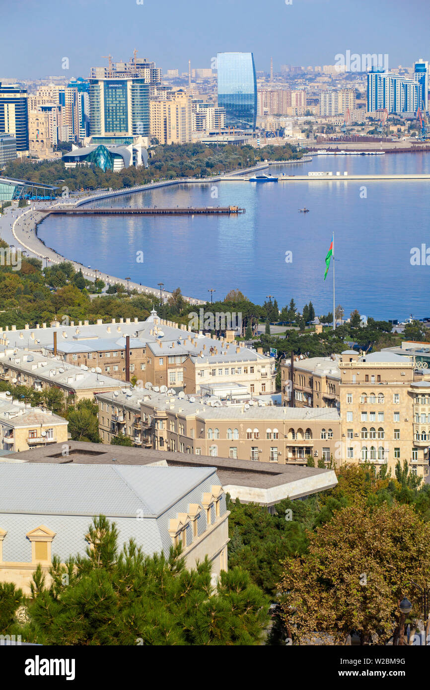 Azerbaijan, Baku, View of Baku Bay Stock Photo - Alamy