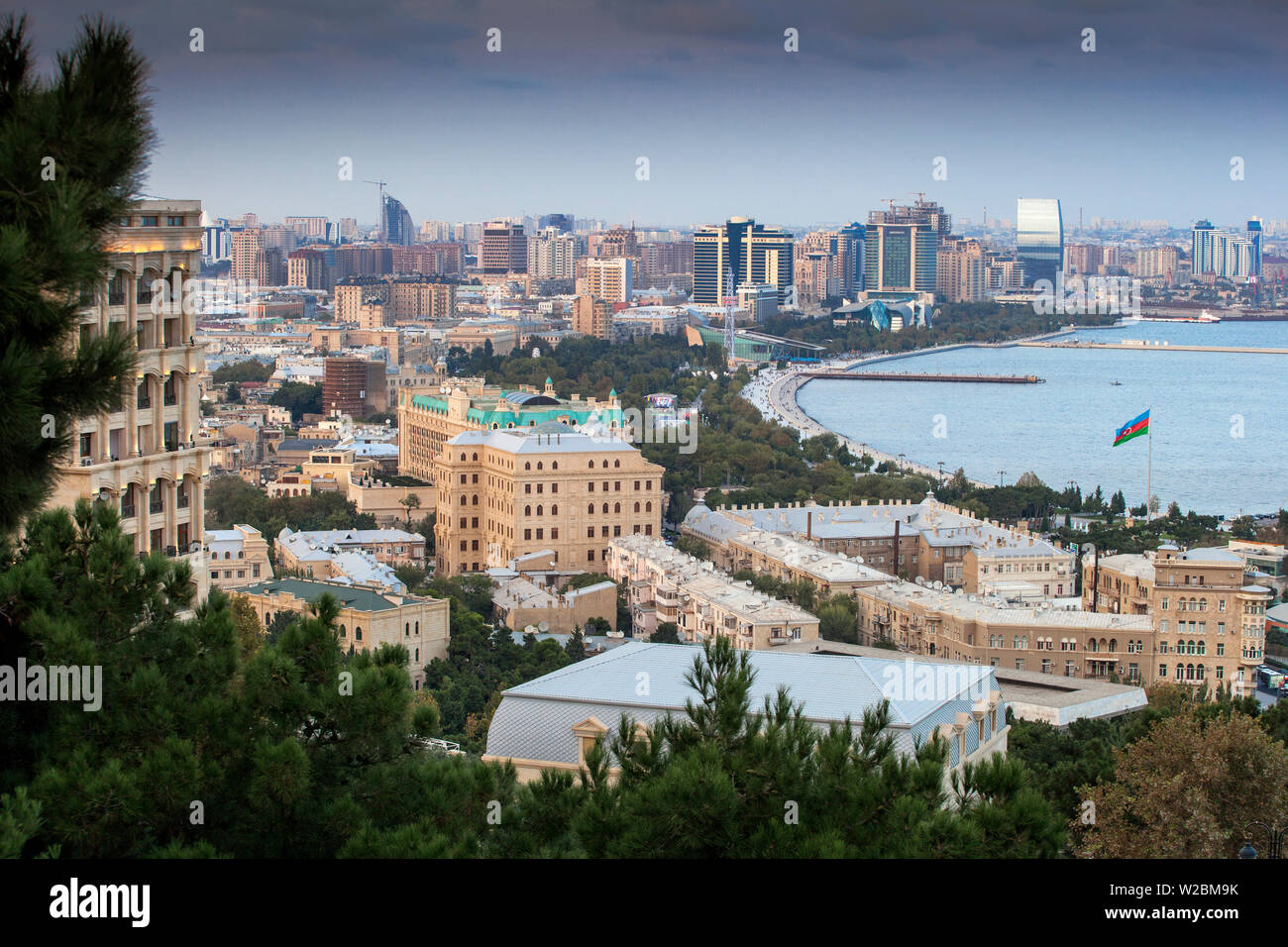 Azerbaijan, Baku, View of Baku Bay Stock Photo - Alamy