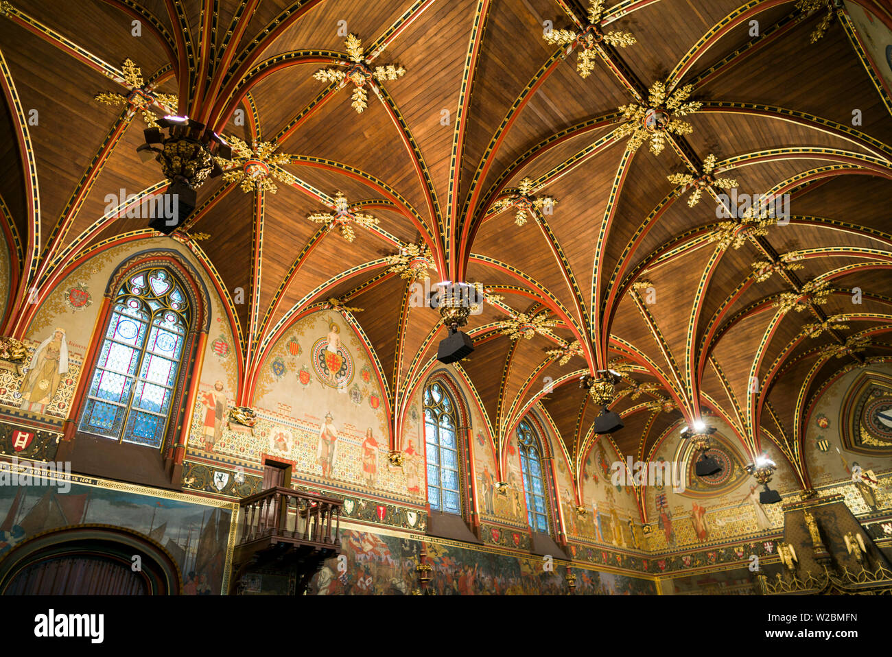 Belgium, Bruges, Bruges town hall, the Gothic Hall, interior Stock ...