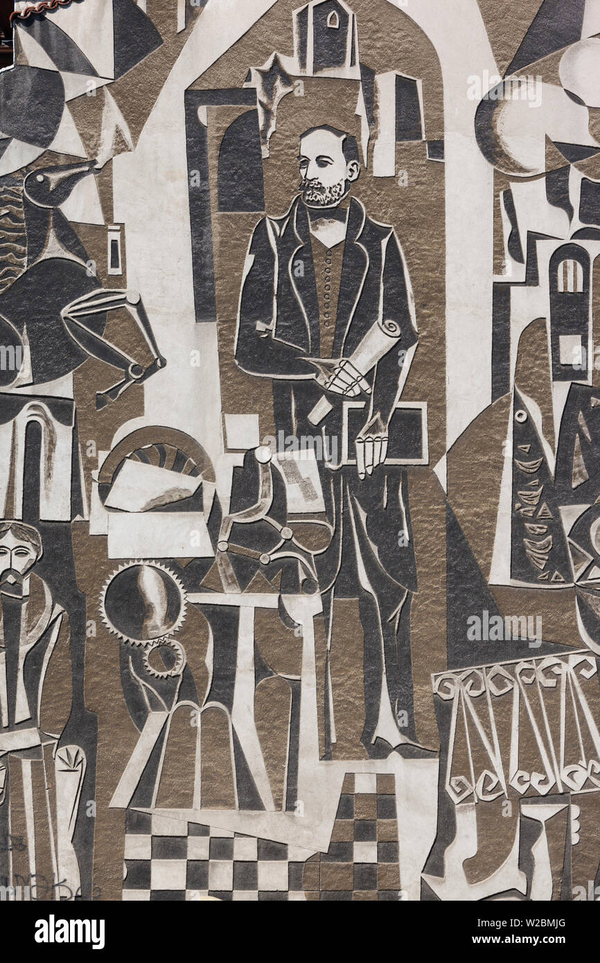 Bulgaria, Southern Mountains, Plovdiv, Old Plovdiv, cubist wall mural ...