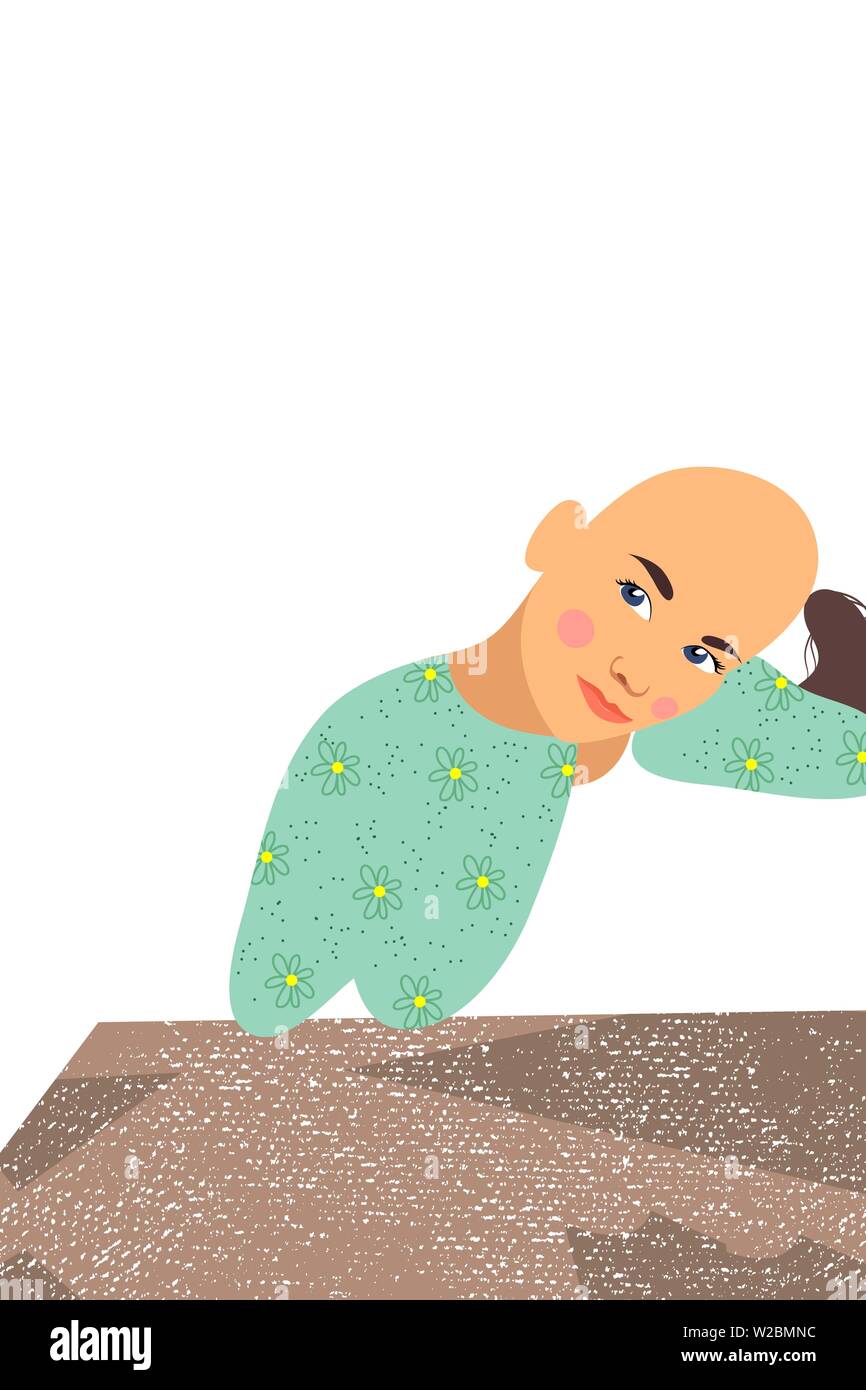 Back to school. Cute vertical vector illustration of a sitting over the ...