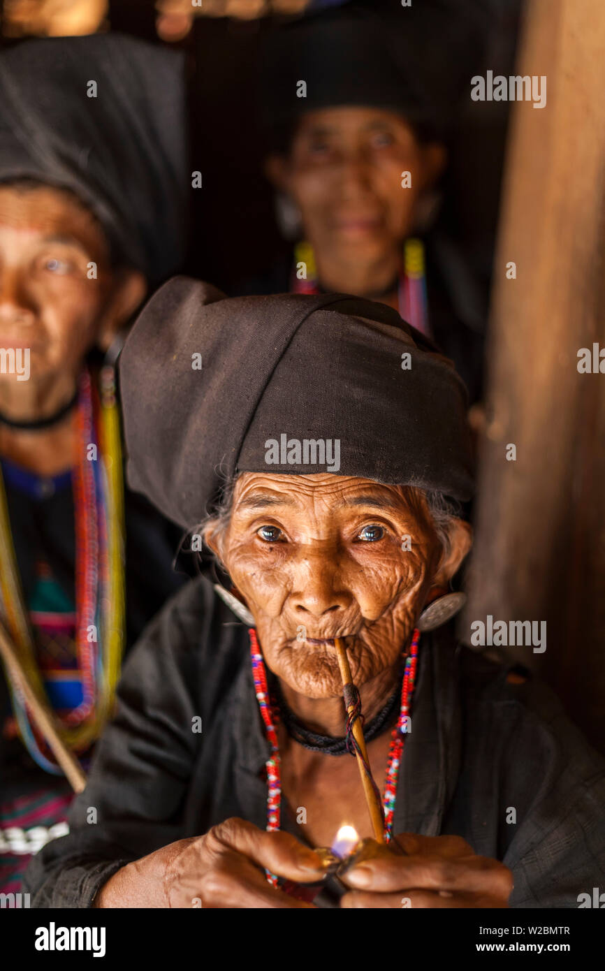 Woman of the Ann tribe, nr Kyaing Tong, Golden Triangle, Myanmar ...