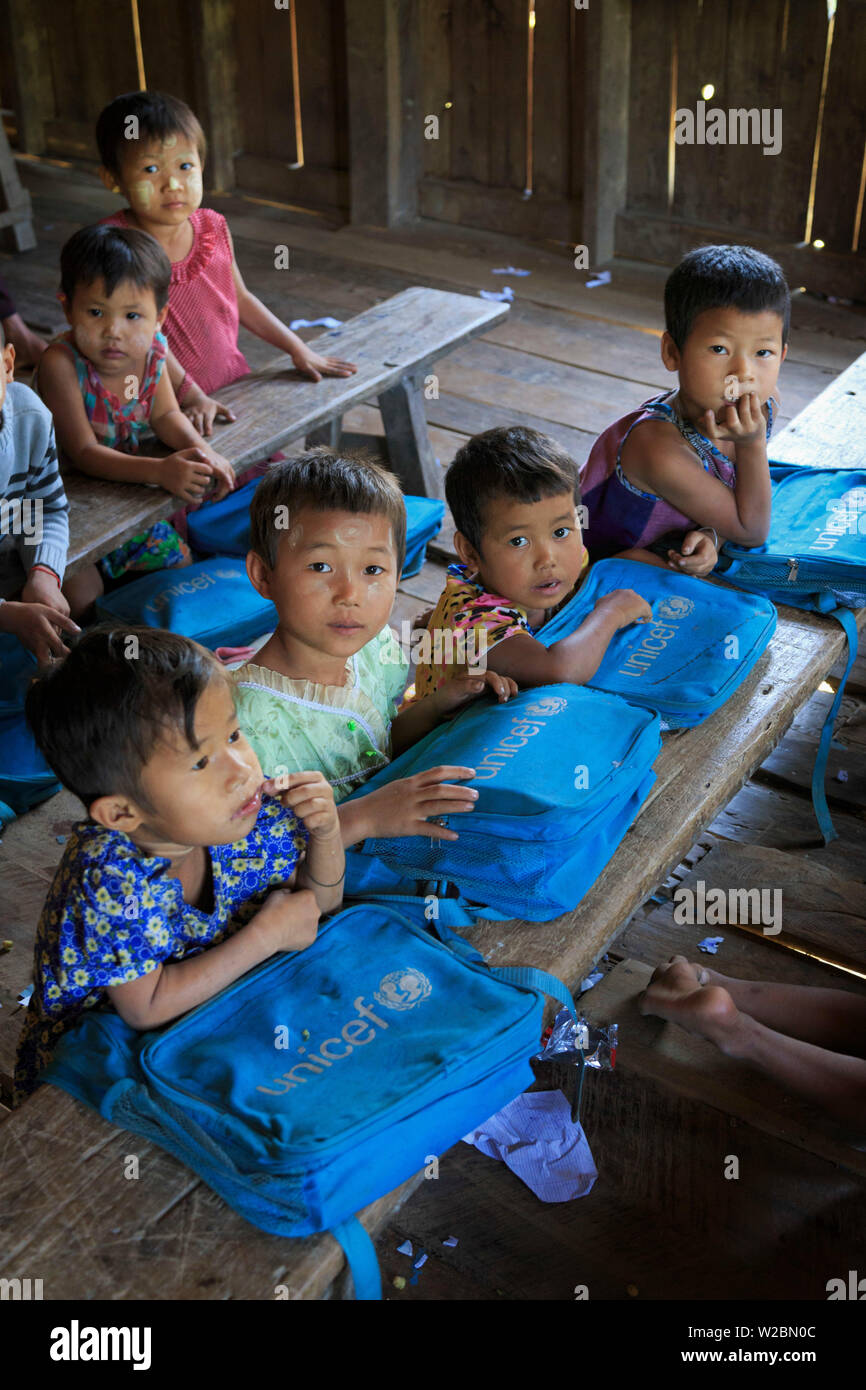 Myanmar (Burma), Rakhine State, Mrauk U, portrait of local children at ...