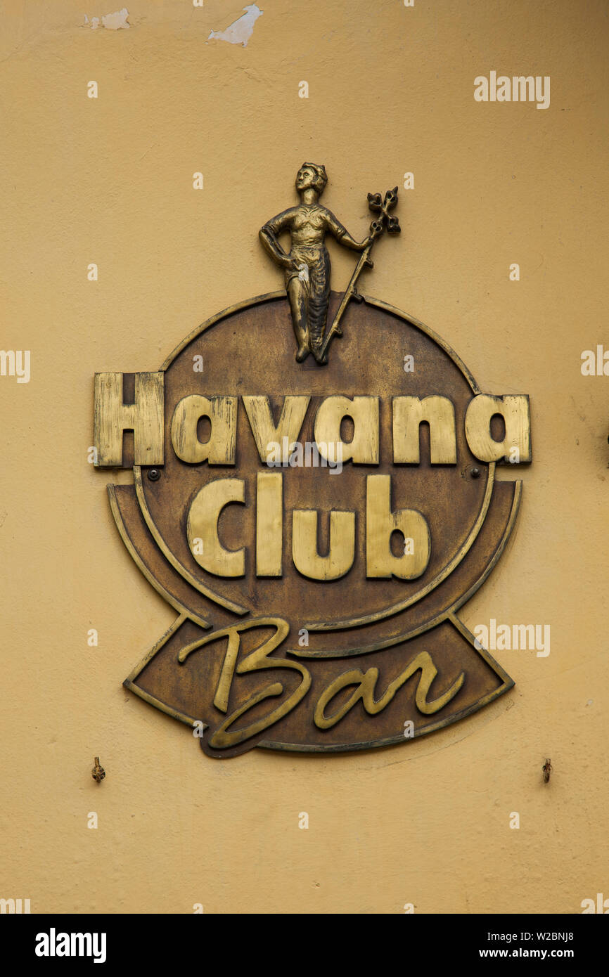 Sign outside the Havana Club rum factory, Habana Vieja, Havana, Cuba ...