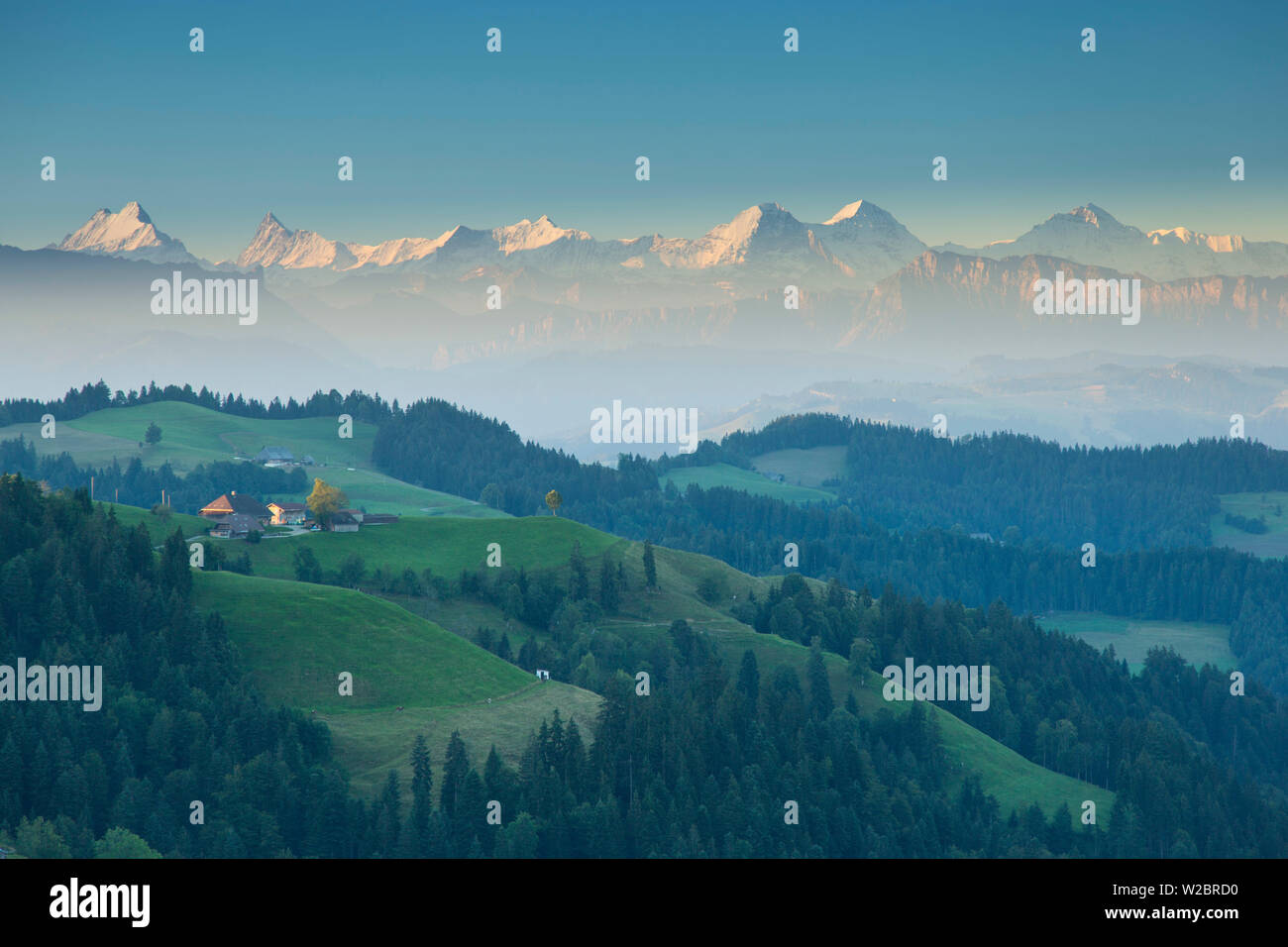 Emmental Valley and Swiss alps in the background, Berner Oberland ...